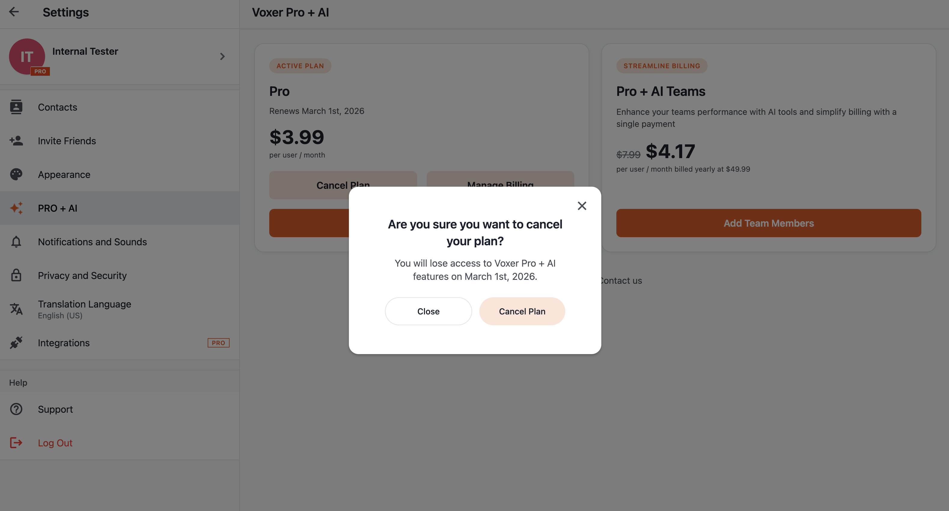 How do I cancel my Voxer Pro or Pro+AI subscription? – Voxer Support